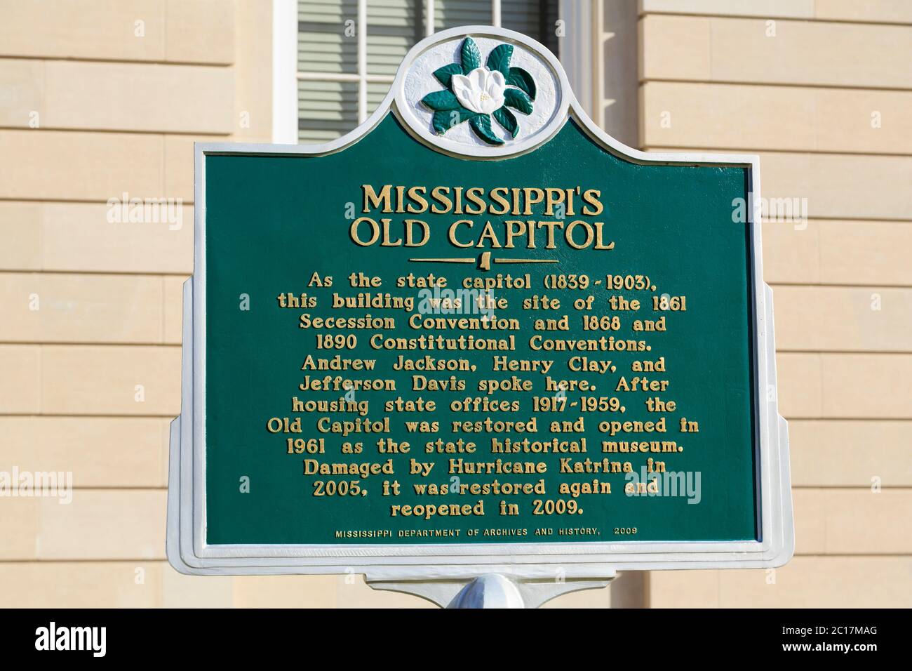 History plaque, Old Capitol Building, Jackson, Mississippi, USA Stock ...