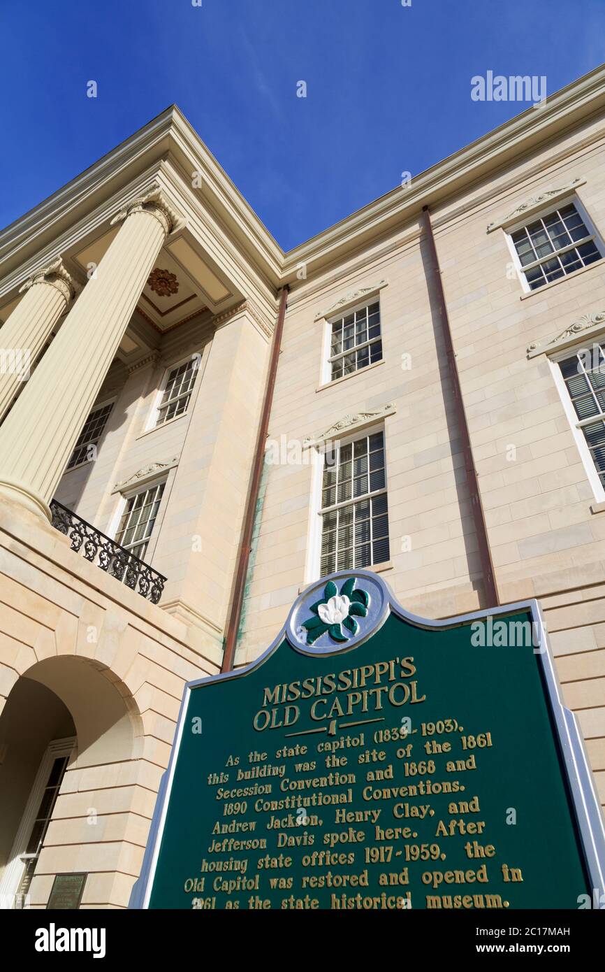 History plaque, Old Capitol Building, Jackson, Mississippi, USA Stock ...