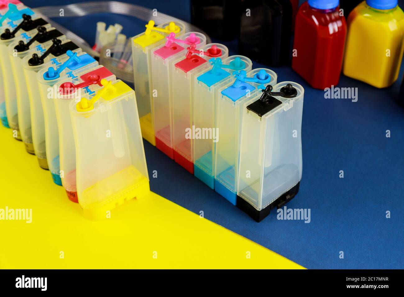 Refilling ink tank external bottle set for on inkjet printer Stock ...