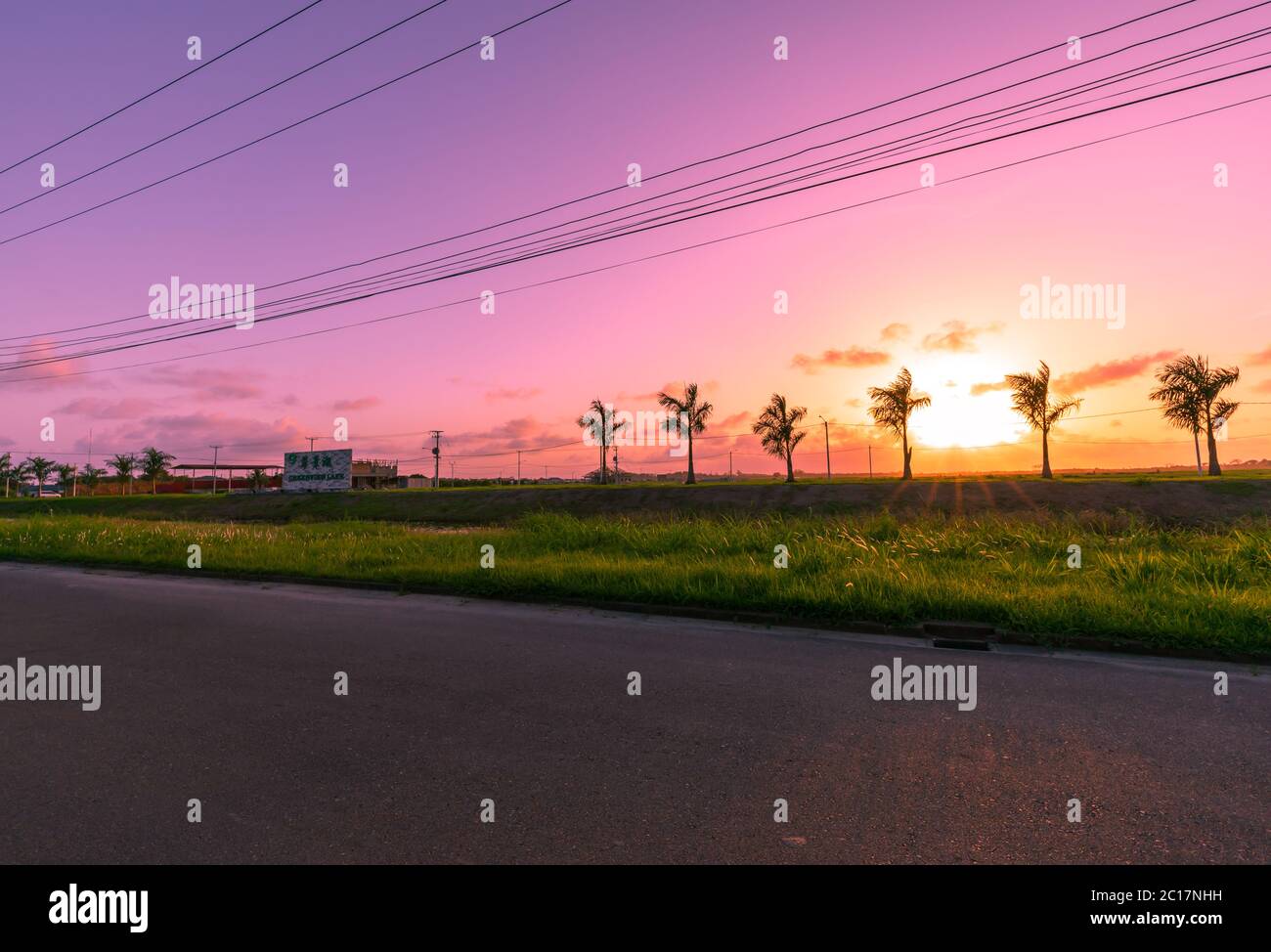 Paramaribo, Suriname - May 2020: Colorful Sunset Over Greenview Lake ...