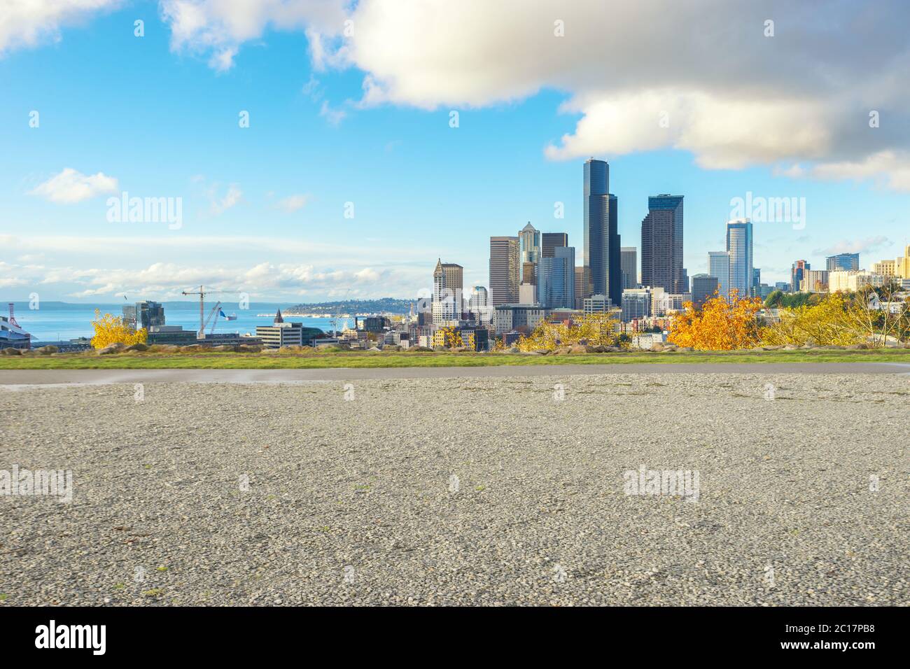 empty floor and cityscape of modern city Stock Photo - Alamy