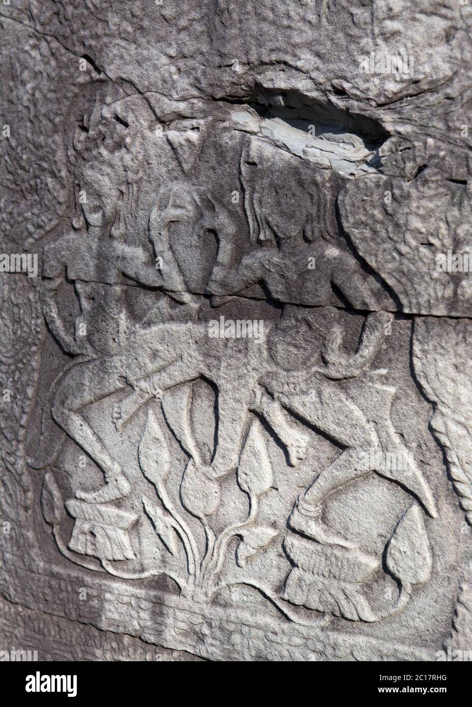 Cambodia. Siem Reap. Carved stone patterns on temple walls Stock Photo ...