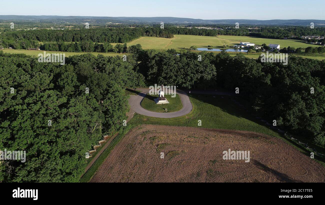 Aerial view of Virginia Monument at Gettysburg Battlefield National ...