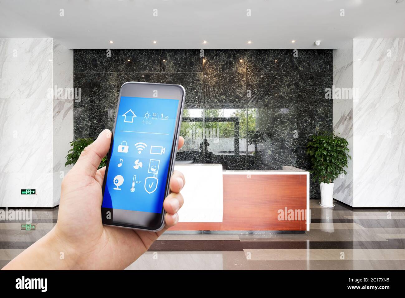 smart phone in modern hallway Stock Photo - Alamy
