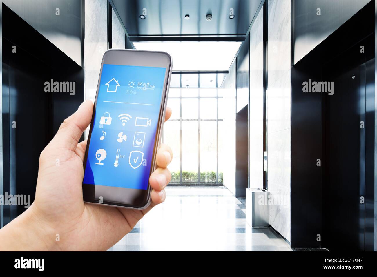 smart phone in modern hallway Stock Photo - Alamy