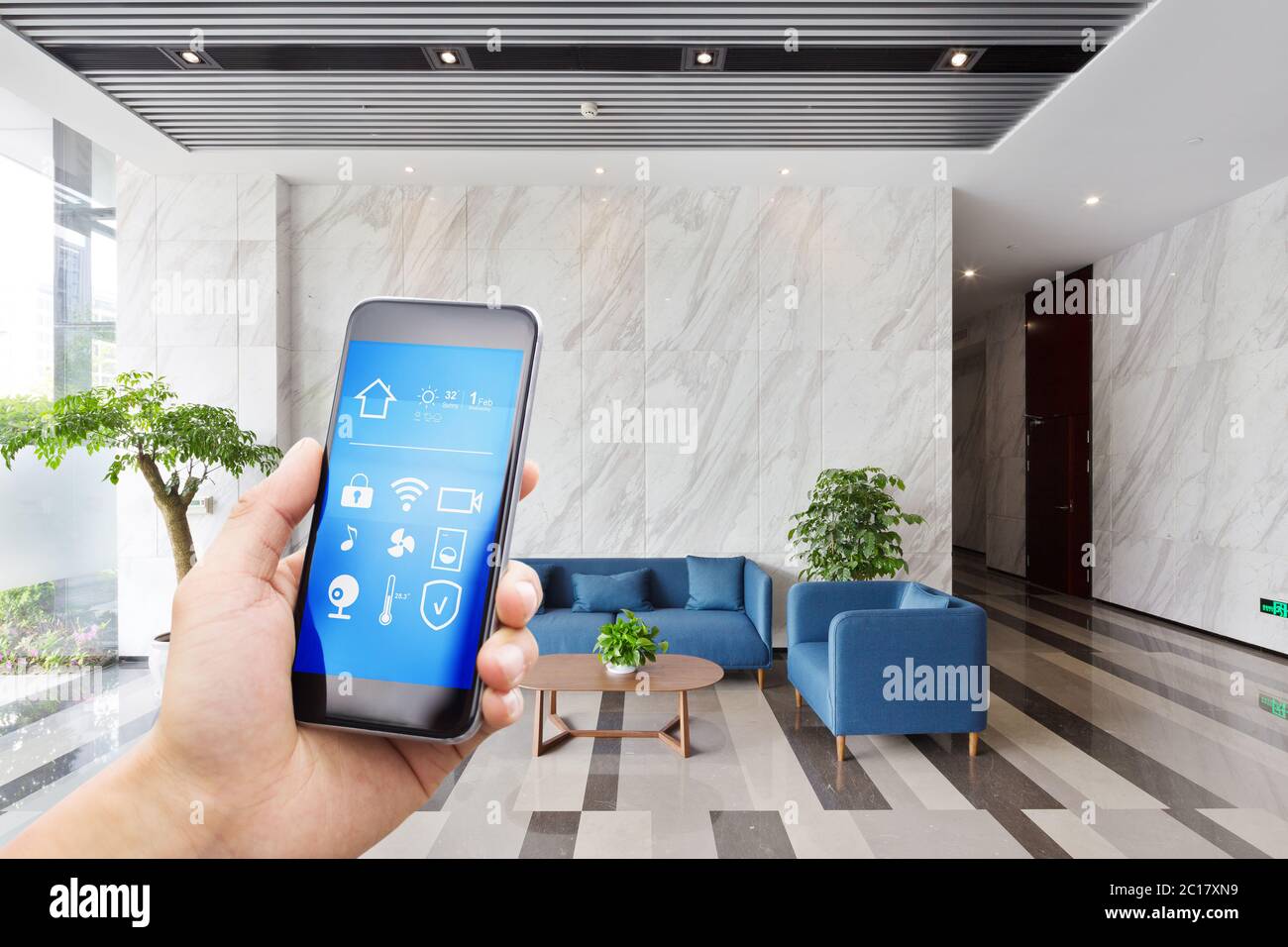 smart phone in modern hallway Stock Photo - Alamy