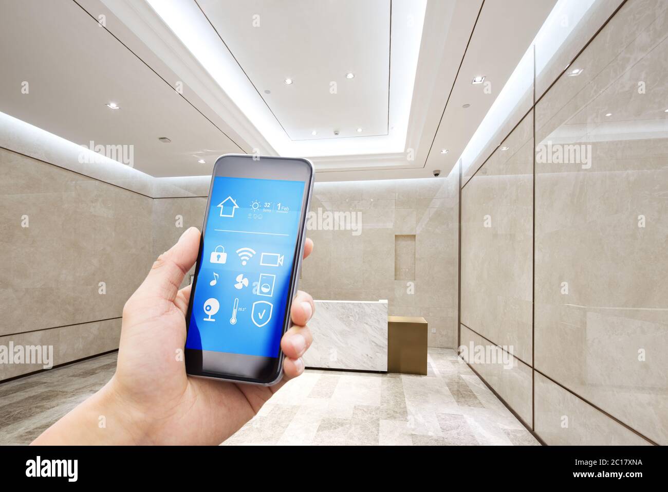 smart phone in modern hallway Stock Photo - Alamy