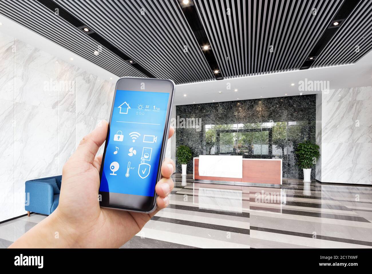 smart phone in modern hallway Stock Photo - Alamy