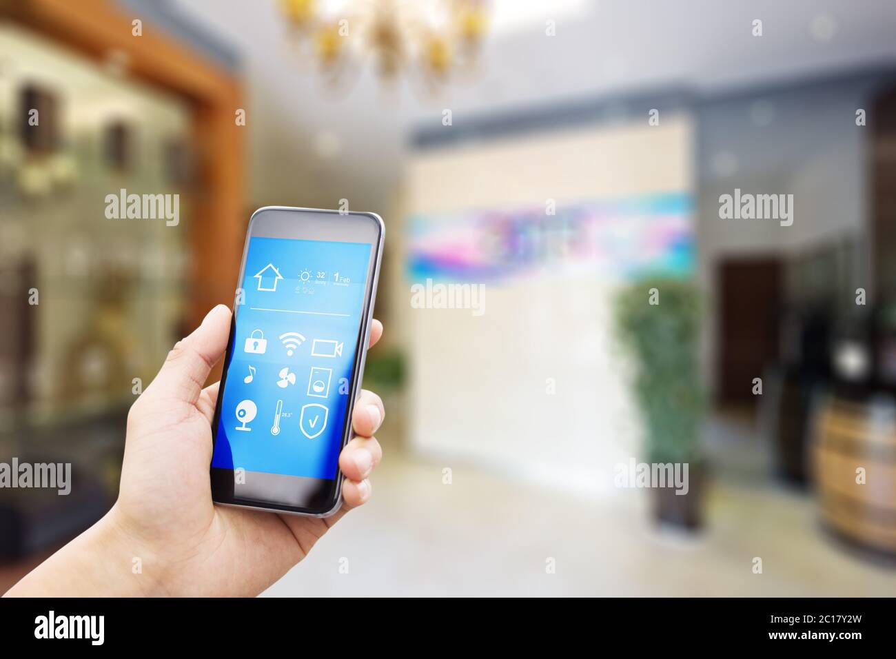 mobile phone in modern wine cellar Stock Photo - Alamy