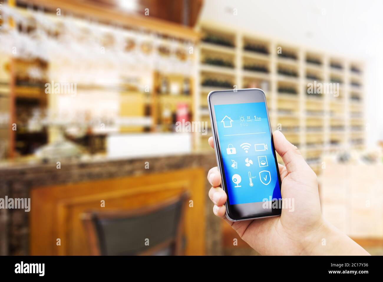 mobile phone in modern wine cellar Stock Photo - Alamy