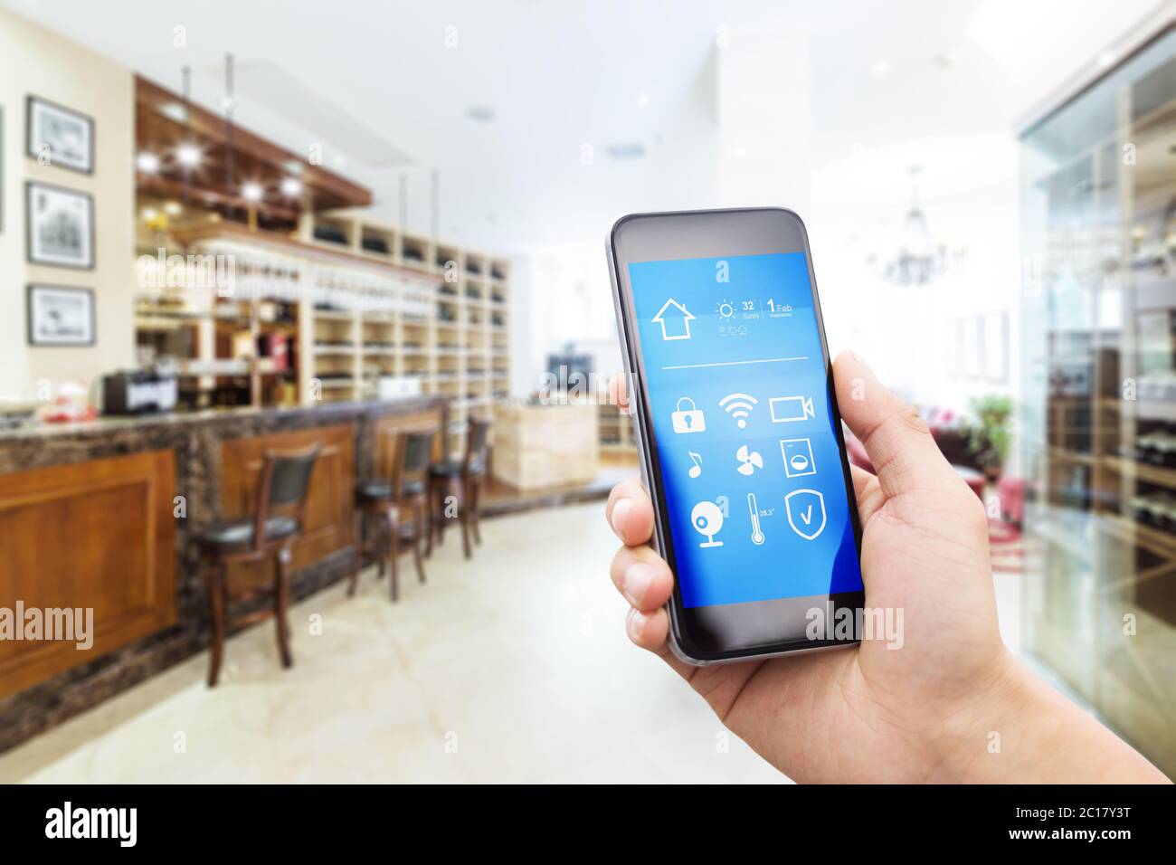 mobile phone in modern wine cellar Stock Photo - Alamy