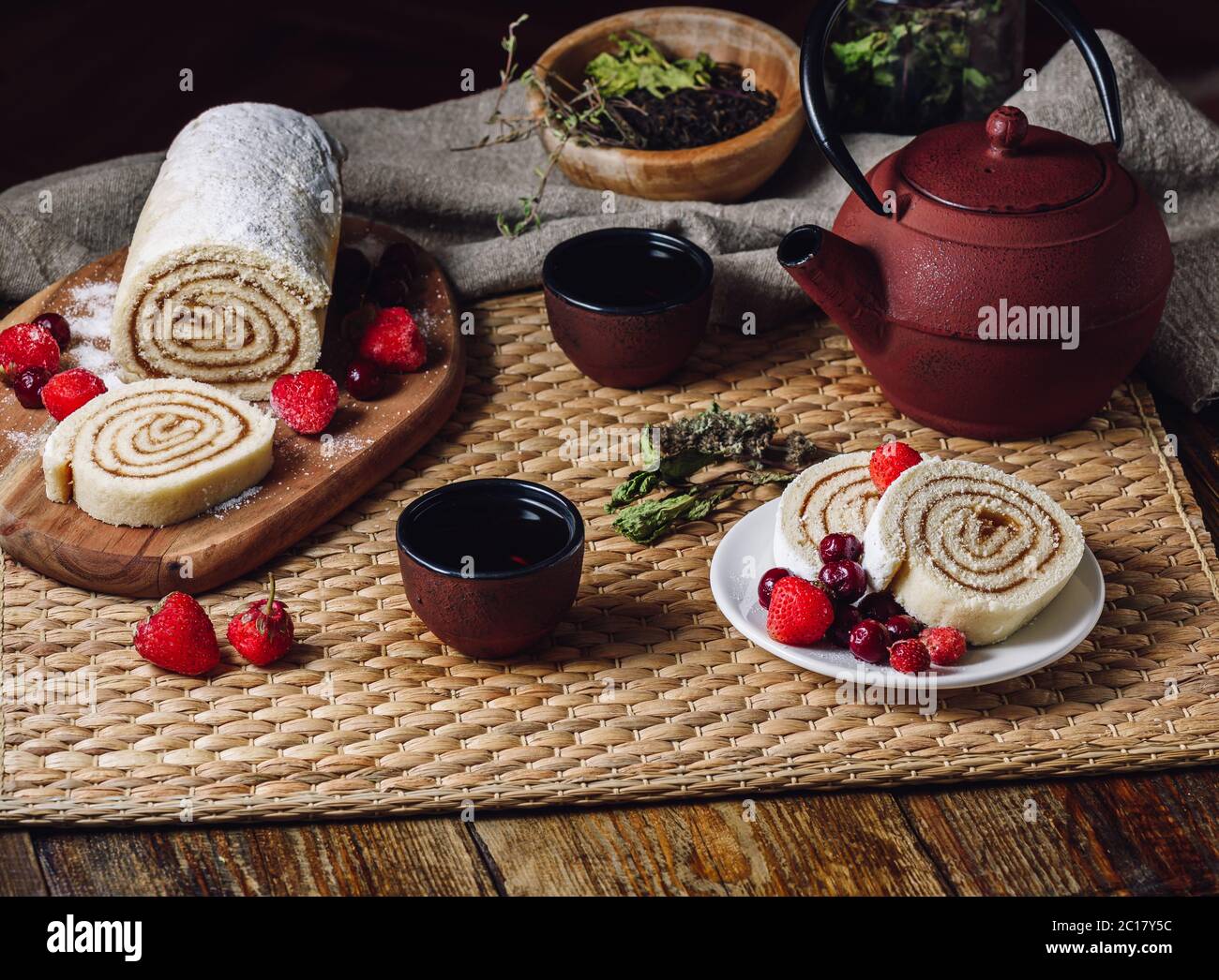 Two Slices of Biscuit Roll Stock Photo - Alamy