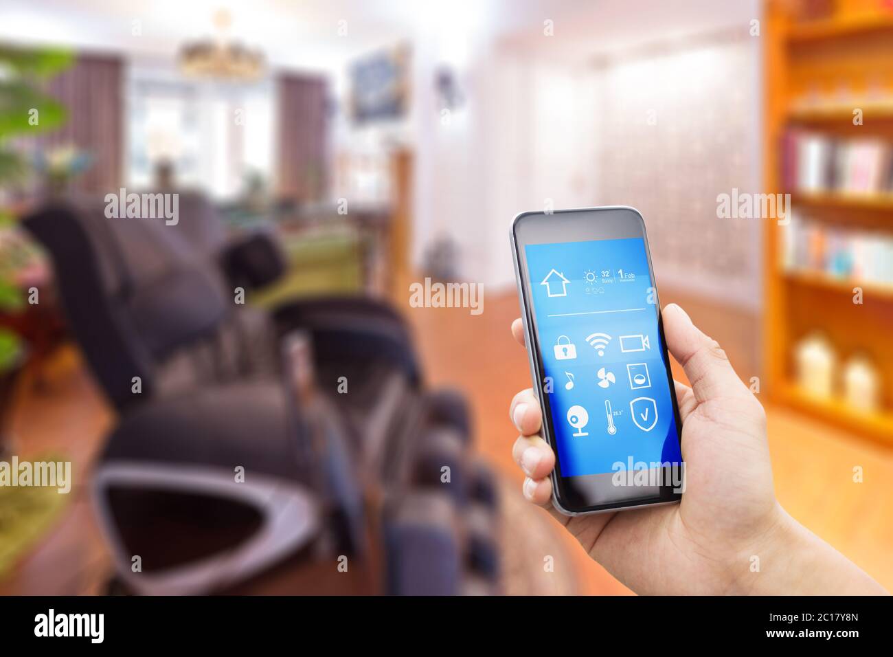 mobile phone in modern living room Stock Photo - Alamy
