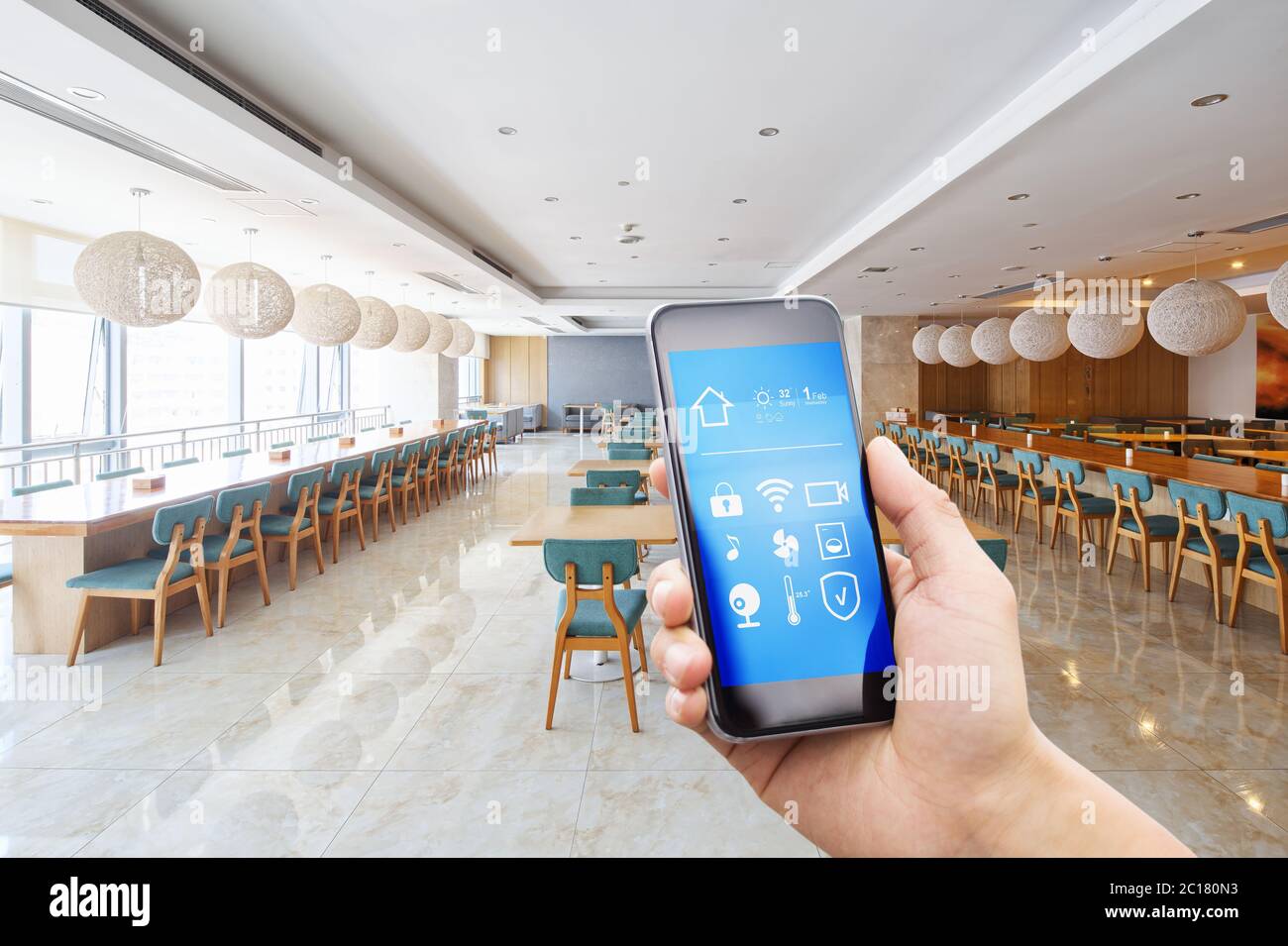 smart phone in modern cafeteria Stock Photo - Alamy