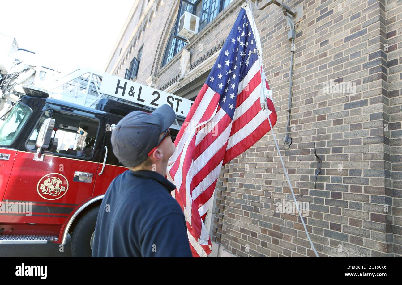 St. Louis, United States. 14th June, 2020. St. Louis firefighter Josh ...