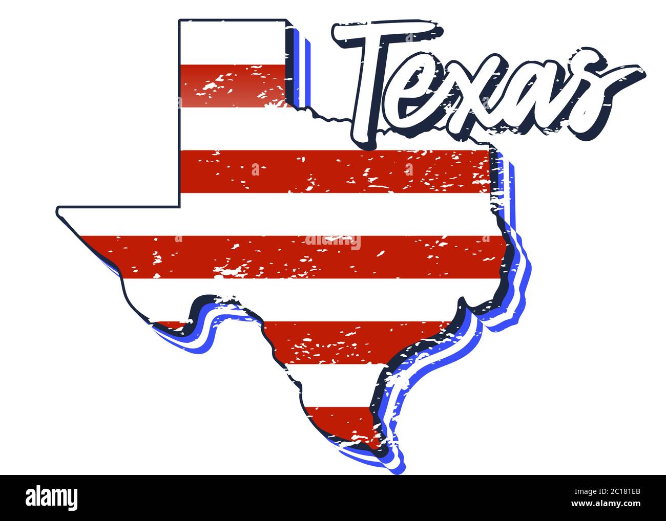 American flag in Texas state map. Vector grunge style with Typography ...