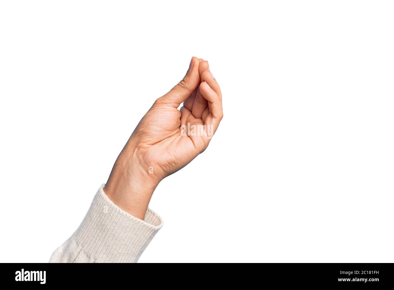 Hand of caucasian young man showing fingers over isolated white ...