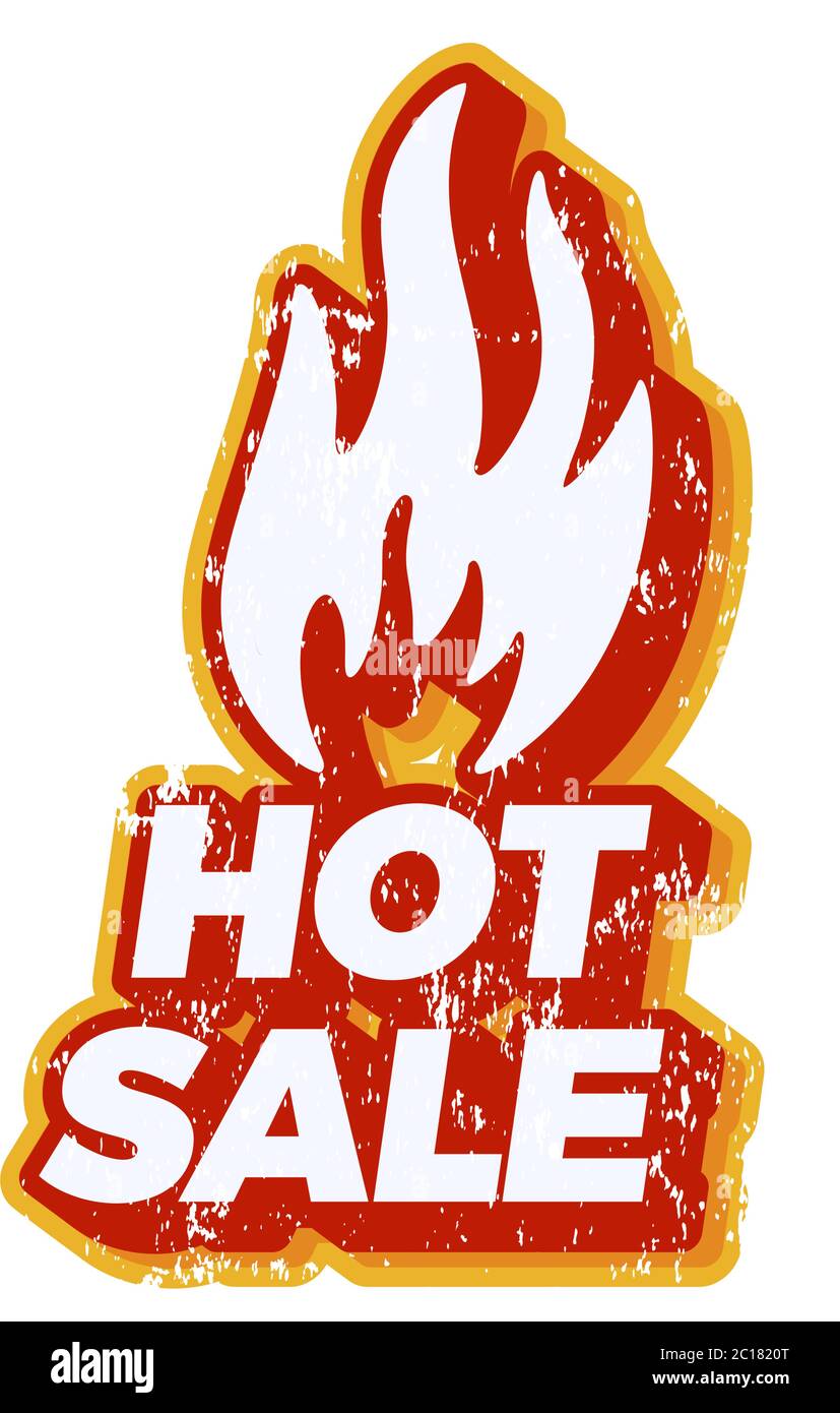 Hot summer sale fire icon. Vector illustration with typography text for ...
