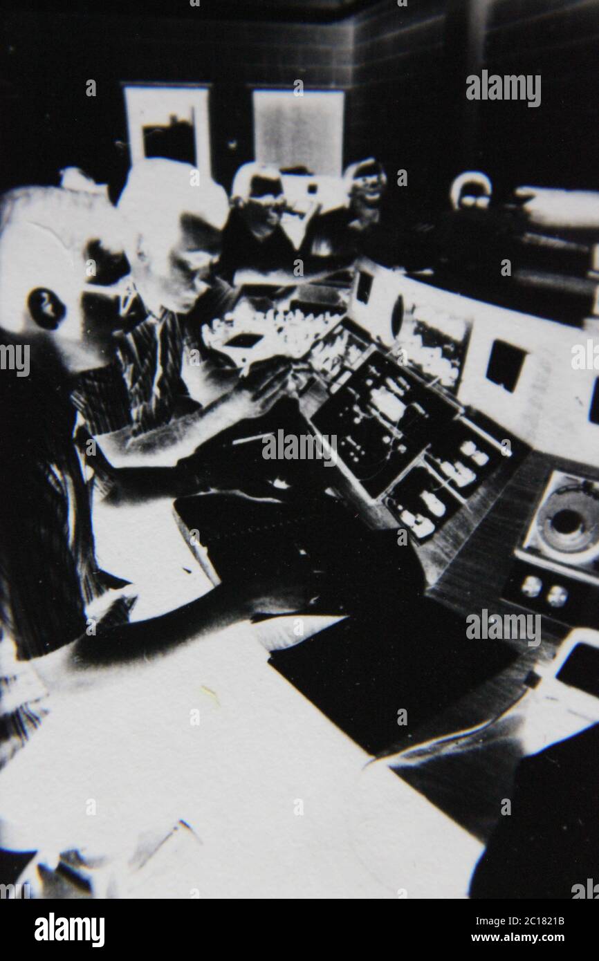 Fine 70s vintage black and white extreme photography of two men working ...