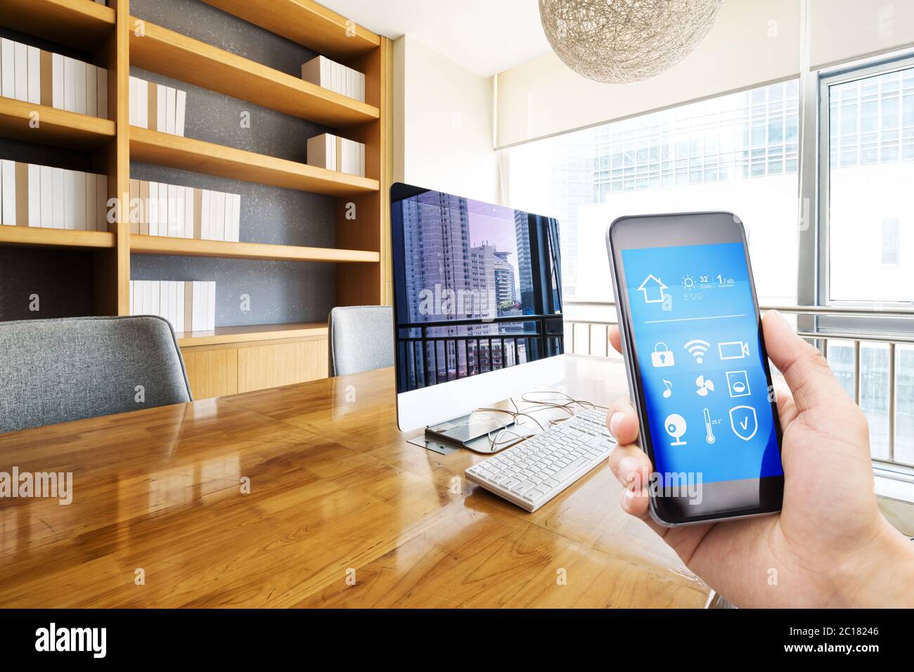 mobile phone in modern meeting room Stock Photo - Alamy