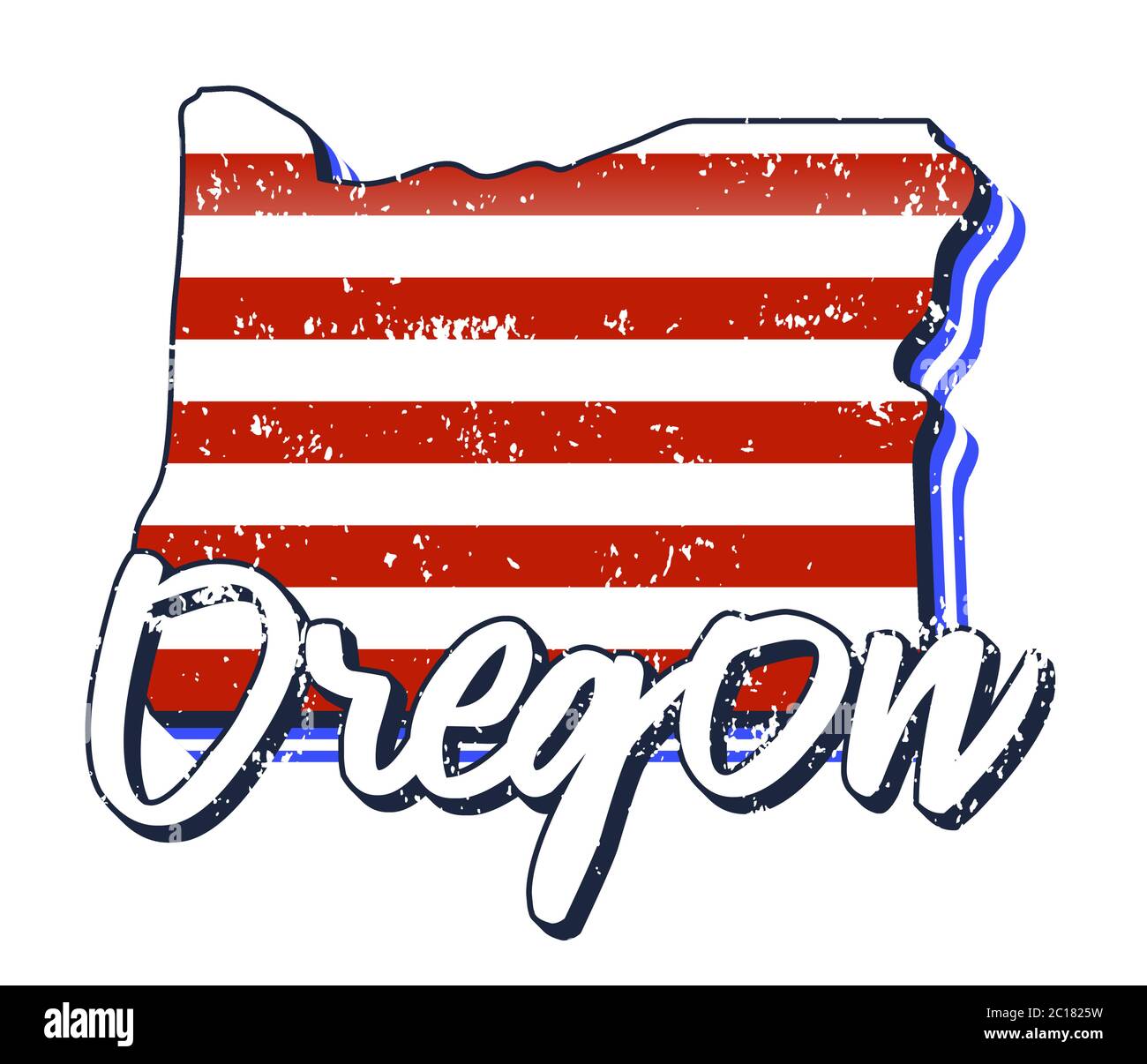 American flag in oregon state map. Vector grunge style with Typography ...