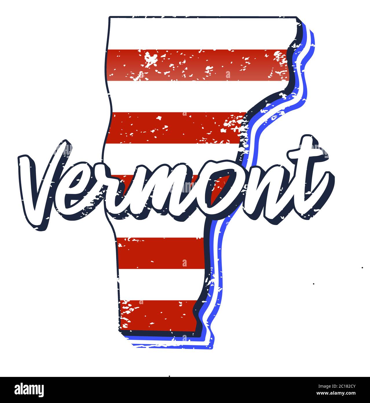 American flag in vermont state map. Vector grunge style with Typography ...