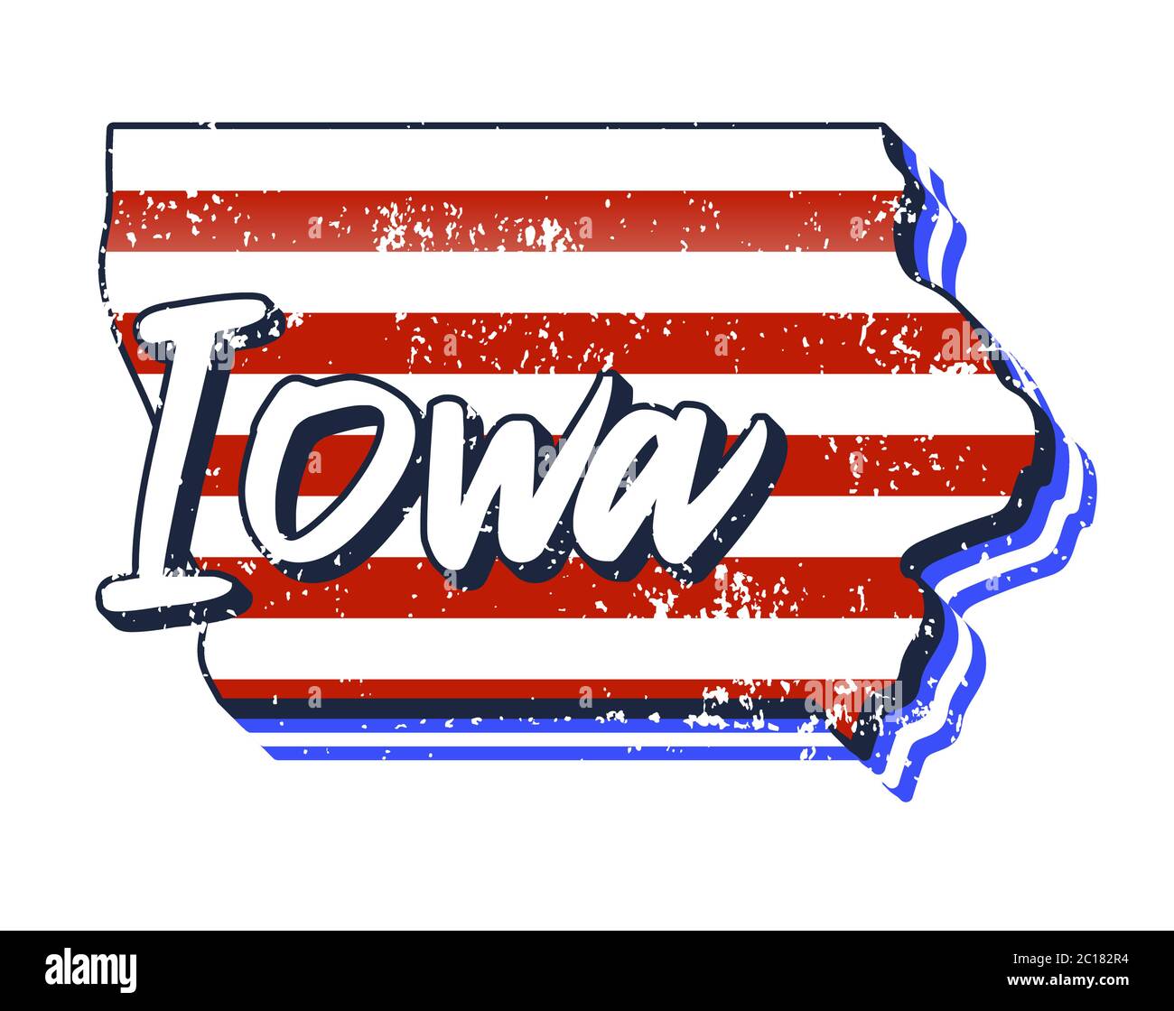 American flag in iowa state map. Vector grunge style with Typography ...
