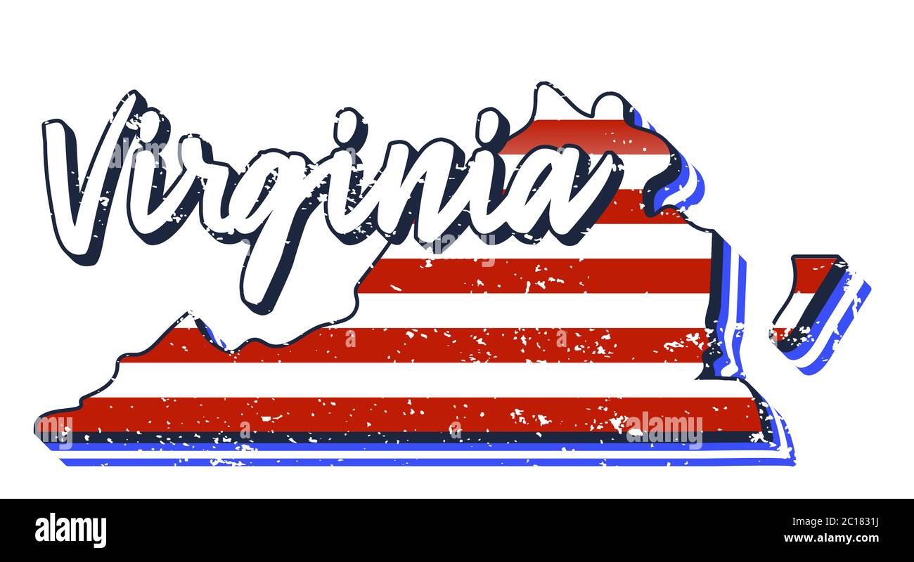 American flag in virginia state map. Vector grunge style with ...