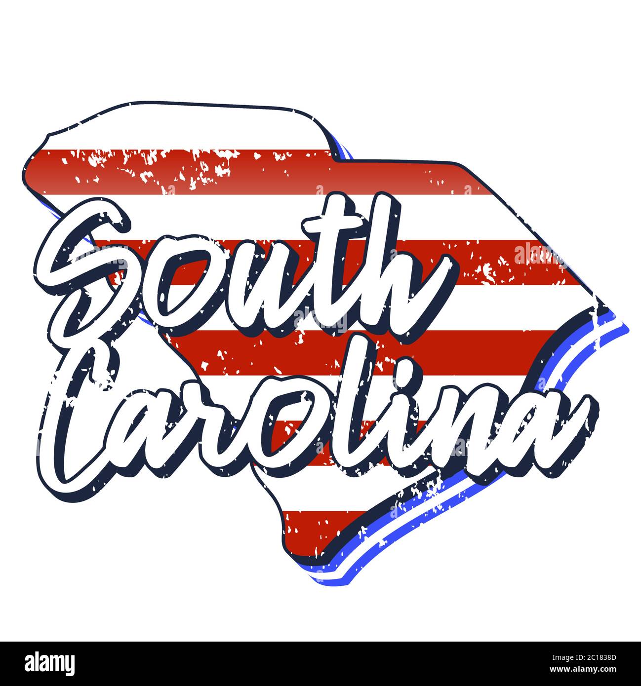 American flag in south carolina state map. Vector grunge style with ...