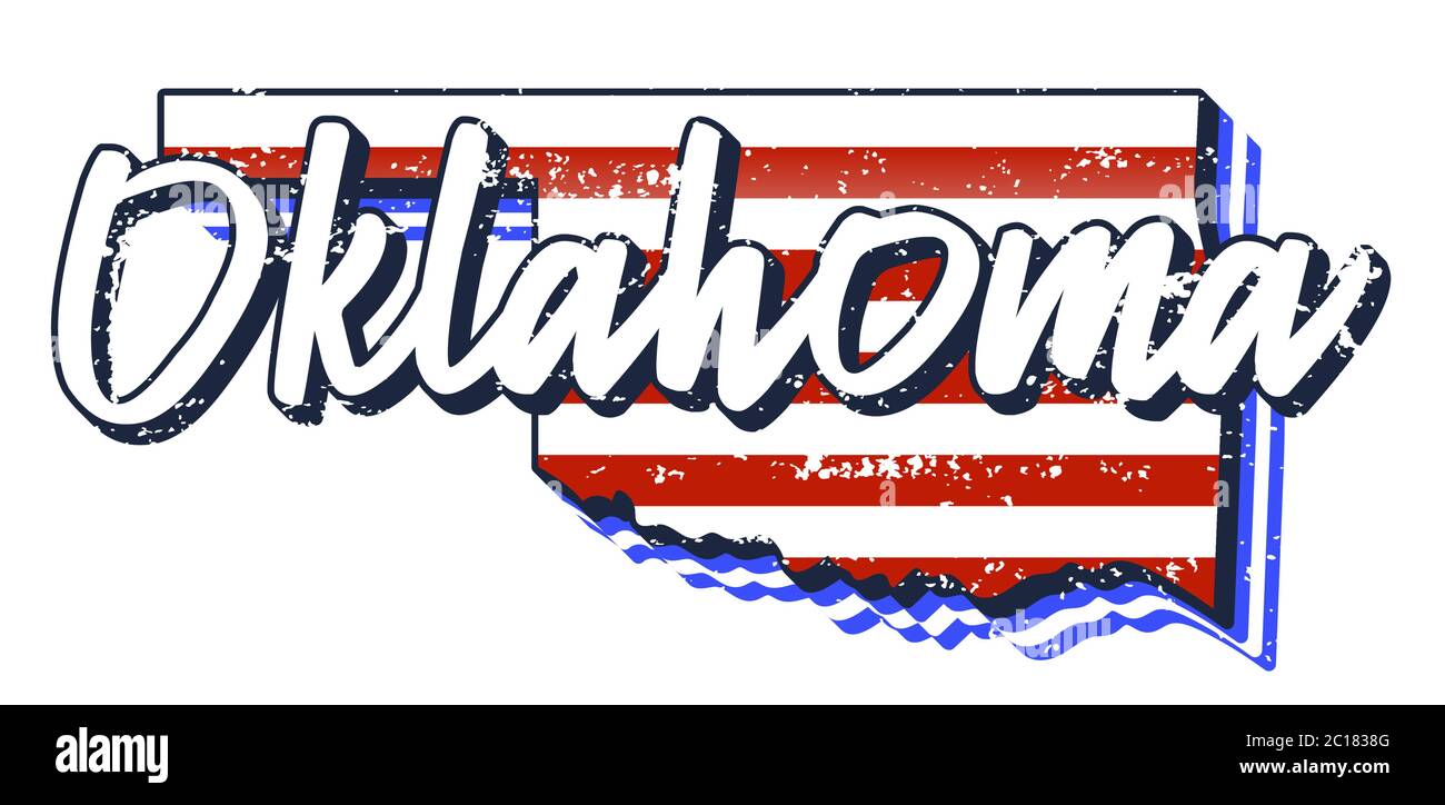 American flag in oklahoma state map. Vector grunge style with ...