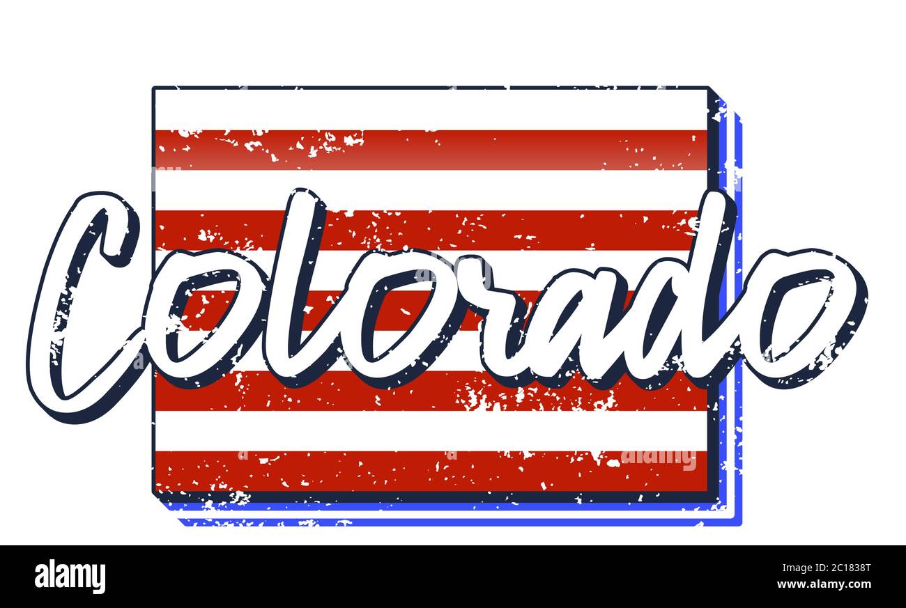 American flag in colorado state map. Vector grunge style with ...