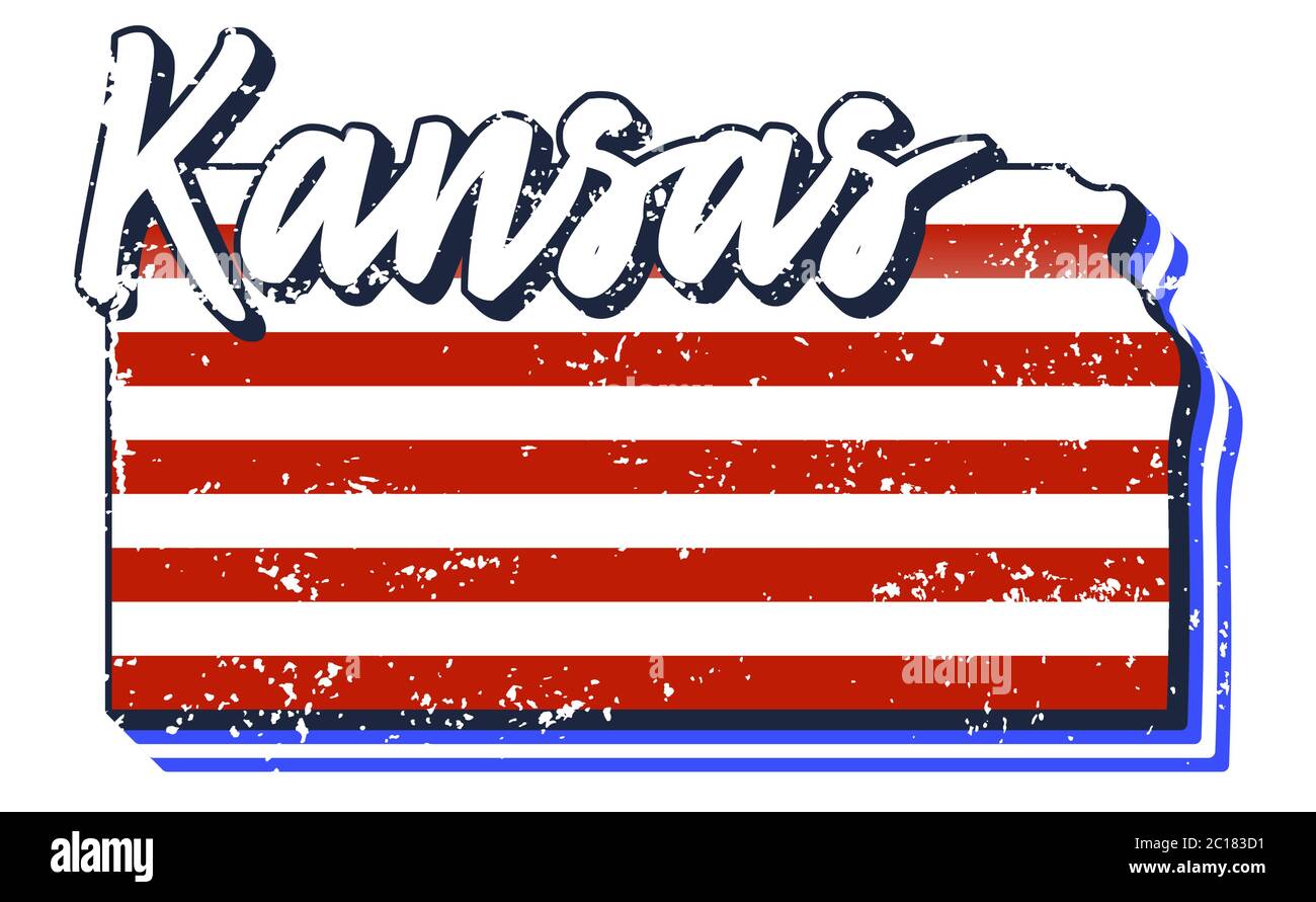American flag in kansas state map. Vector grunge style with Typography ...
