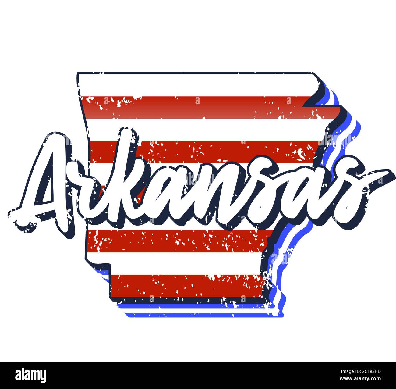 American flag in arkansas state map. Vector grunge style with ...