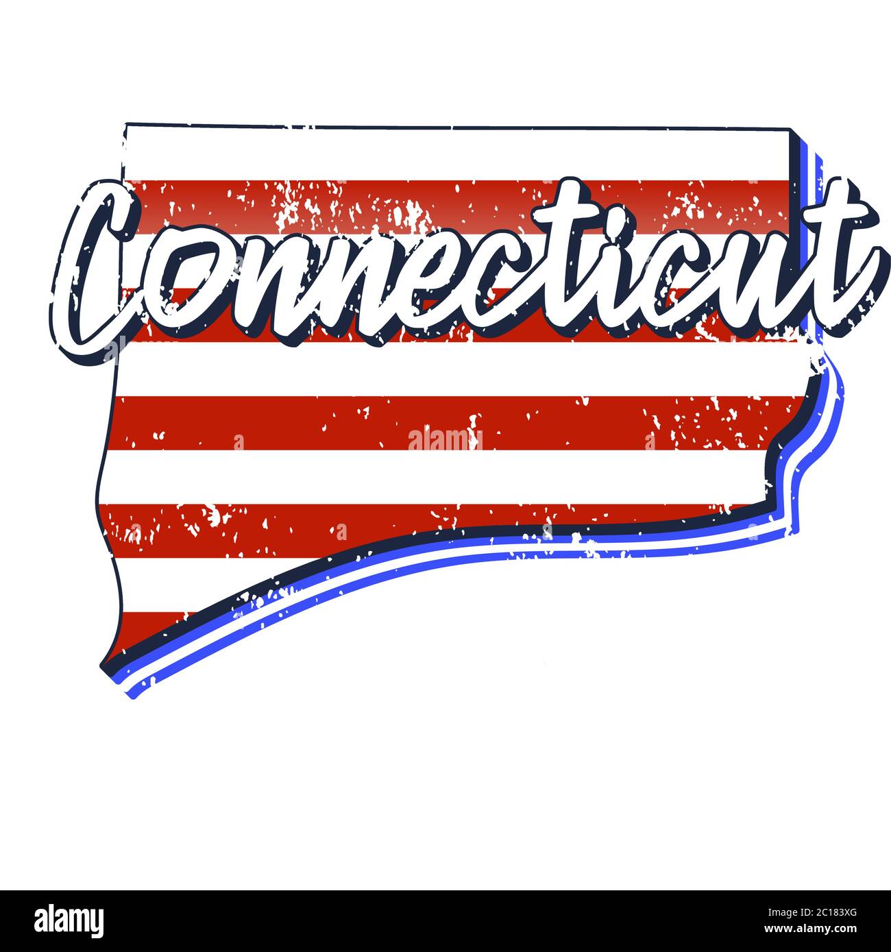 American flag in connecticut state map. Vector grunge style with ...