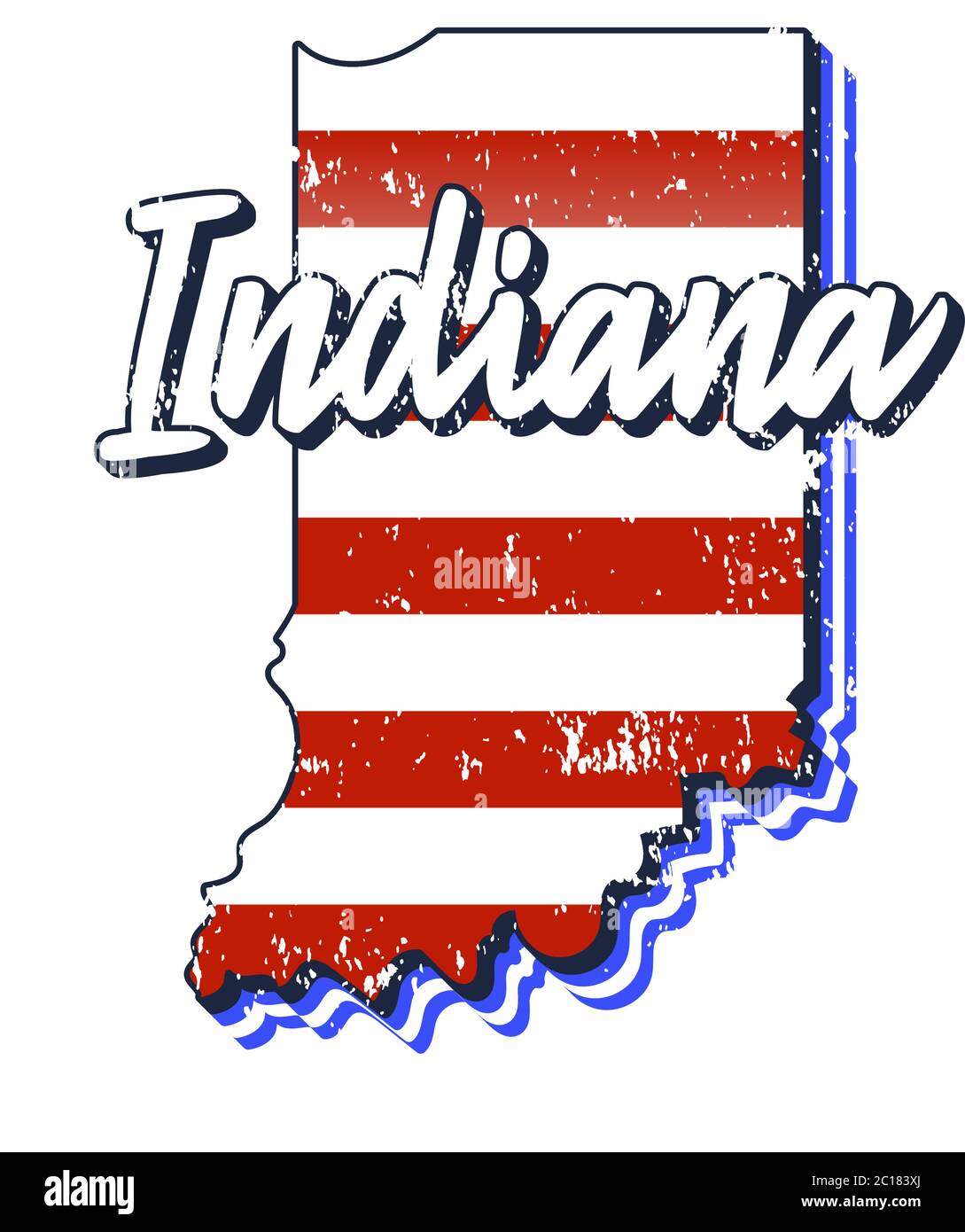 American flag in indiana state map. Vector grunge style with Typography ...