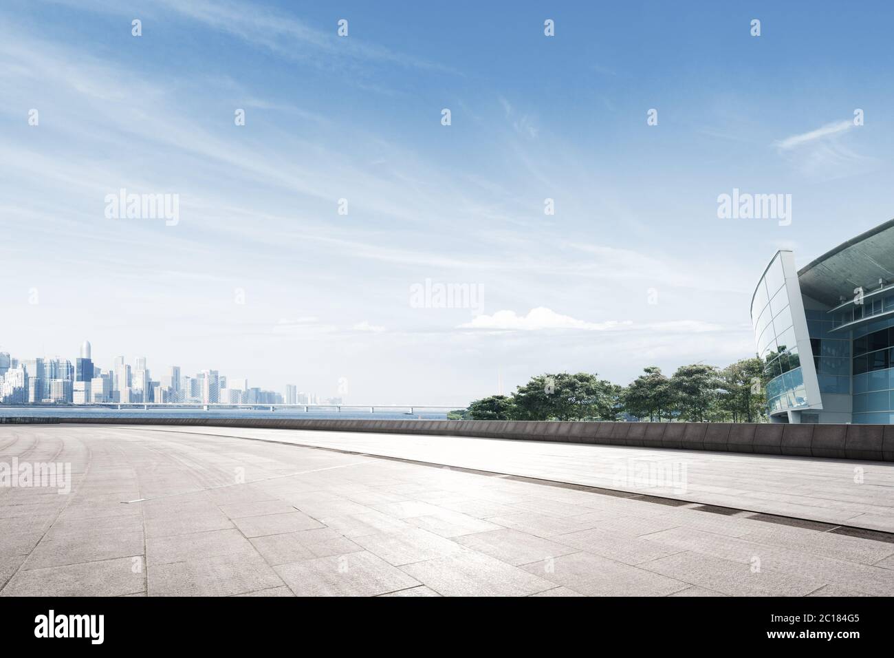 empty marble floor with cityscape of modern city Stock Photo - Alamy