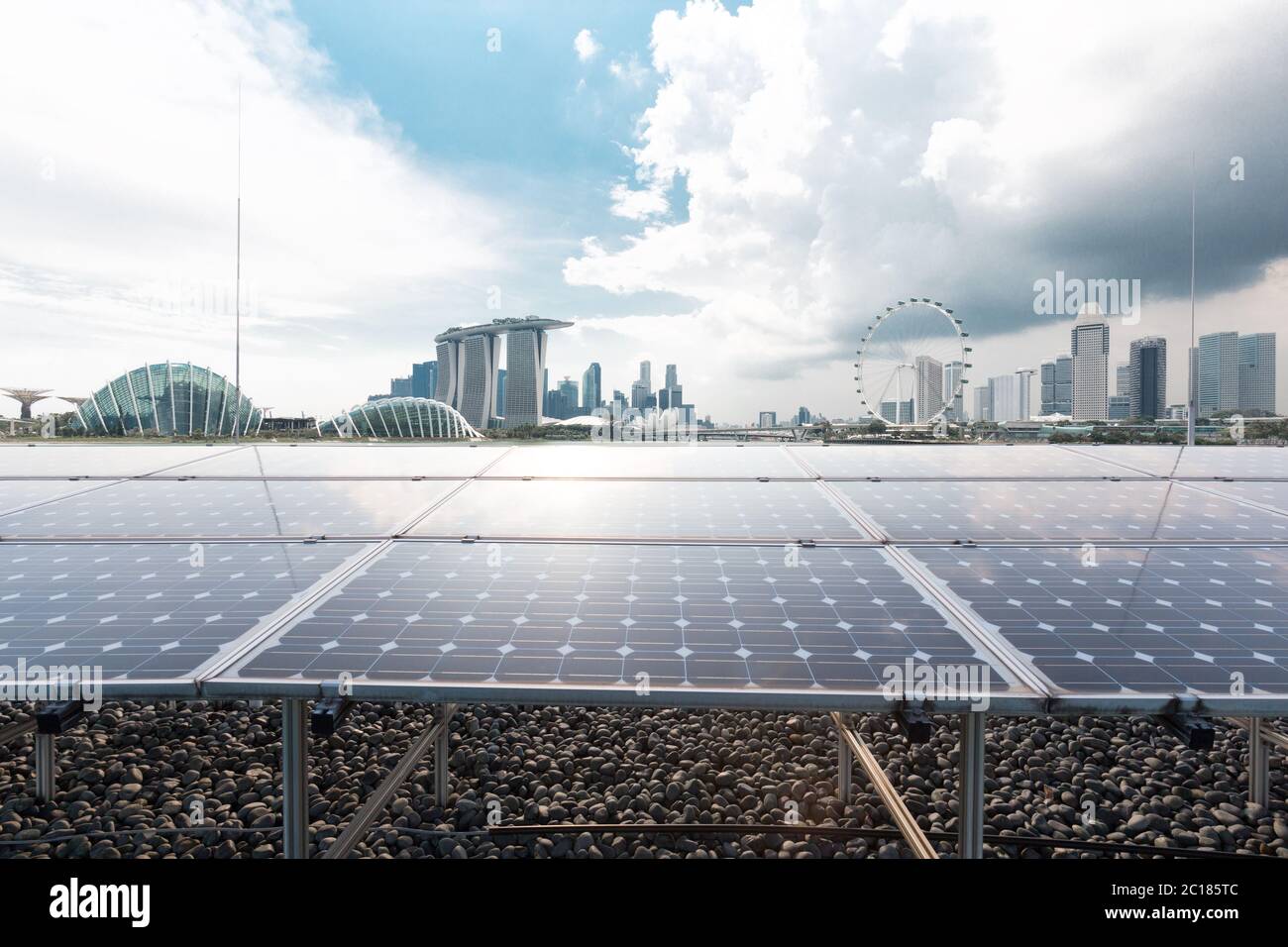 solar panel with cityscape of modern city Stock Photo - Alamy