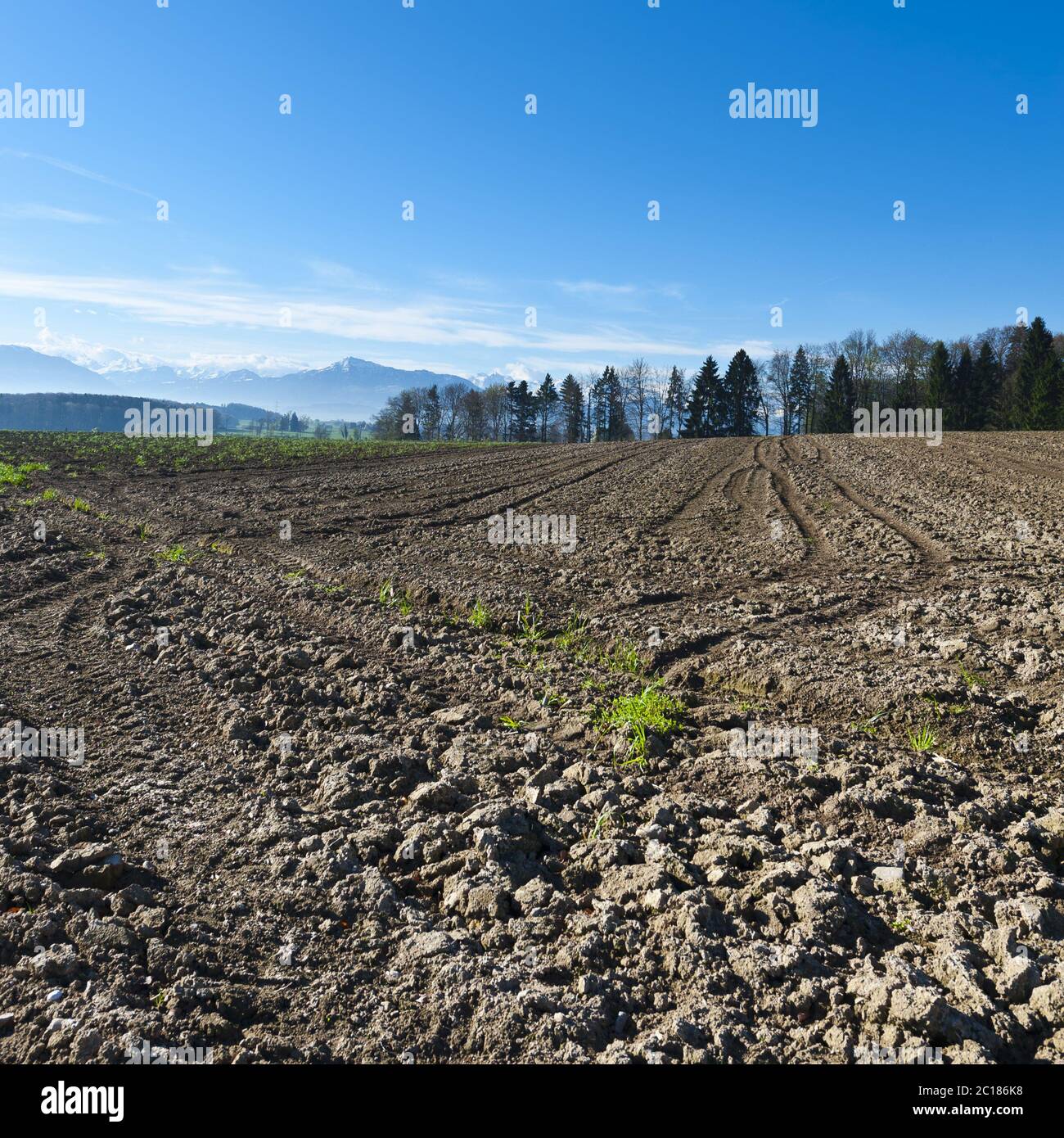 Plowed fields in Switzerland Stock Photo - Alamy