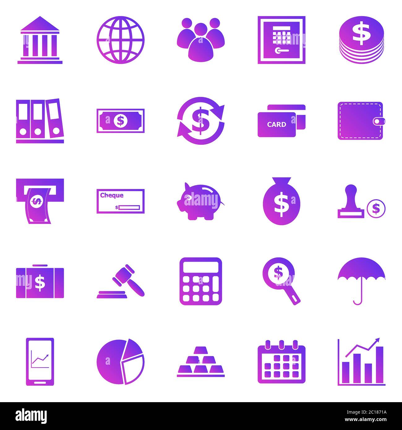 Banking gradient icons on white background, stock vector Stock Vector ...