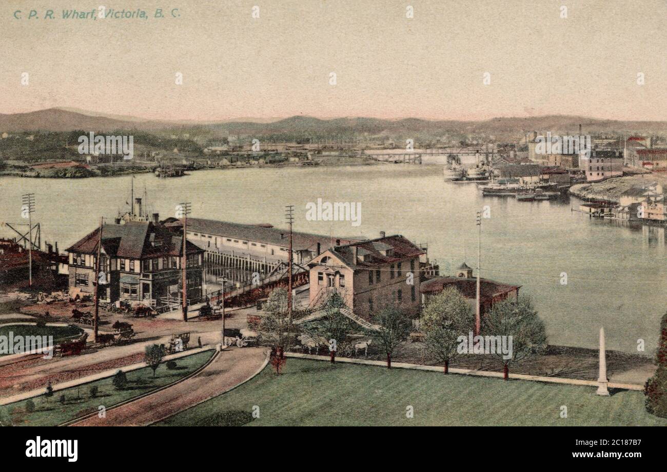 CPR Wharf, Victoria BC Canada, old postcard Stock Photo - Alamy