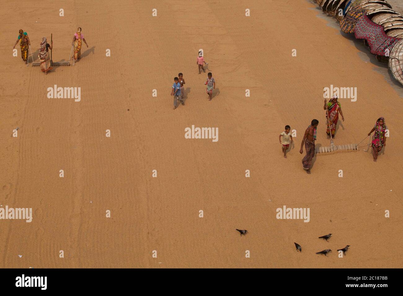 Aerial view of woman working in rice processing factory Stock Photo - Alamy