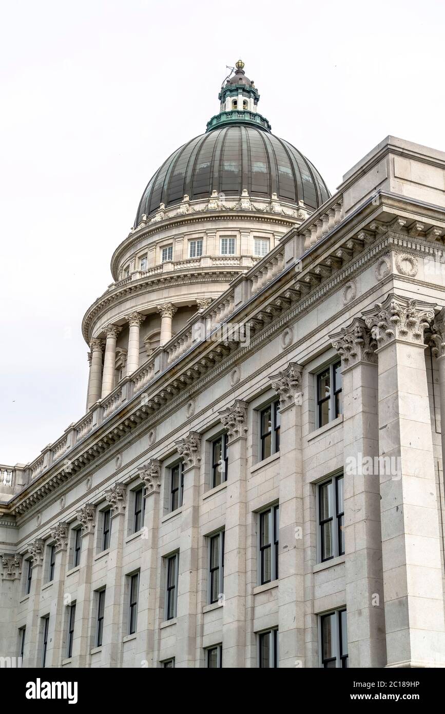 Utah State Capital building exterior with classical architecture and ...