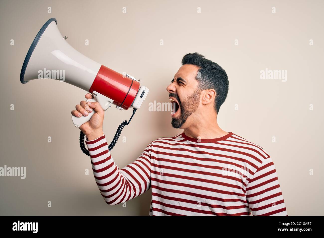 Man Yelling Through Megaphone