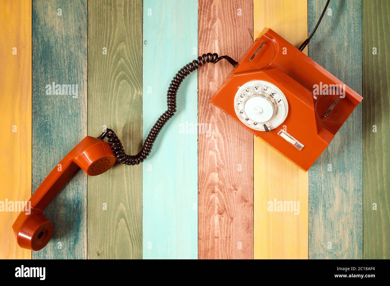 Retro telephone on colorful background Stock Photo - Alamy
