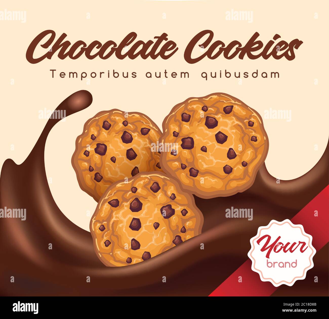 Realistic chocolate cookies banner Stock Vector Image & Art - Alamy
