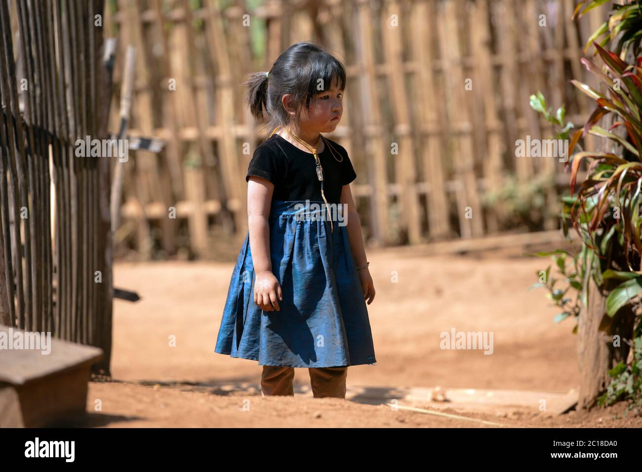 An indigenous, ethnic Shan girl in Kong Mung Mong village, Shan State ...