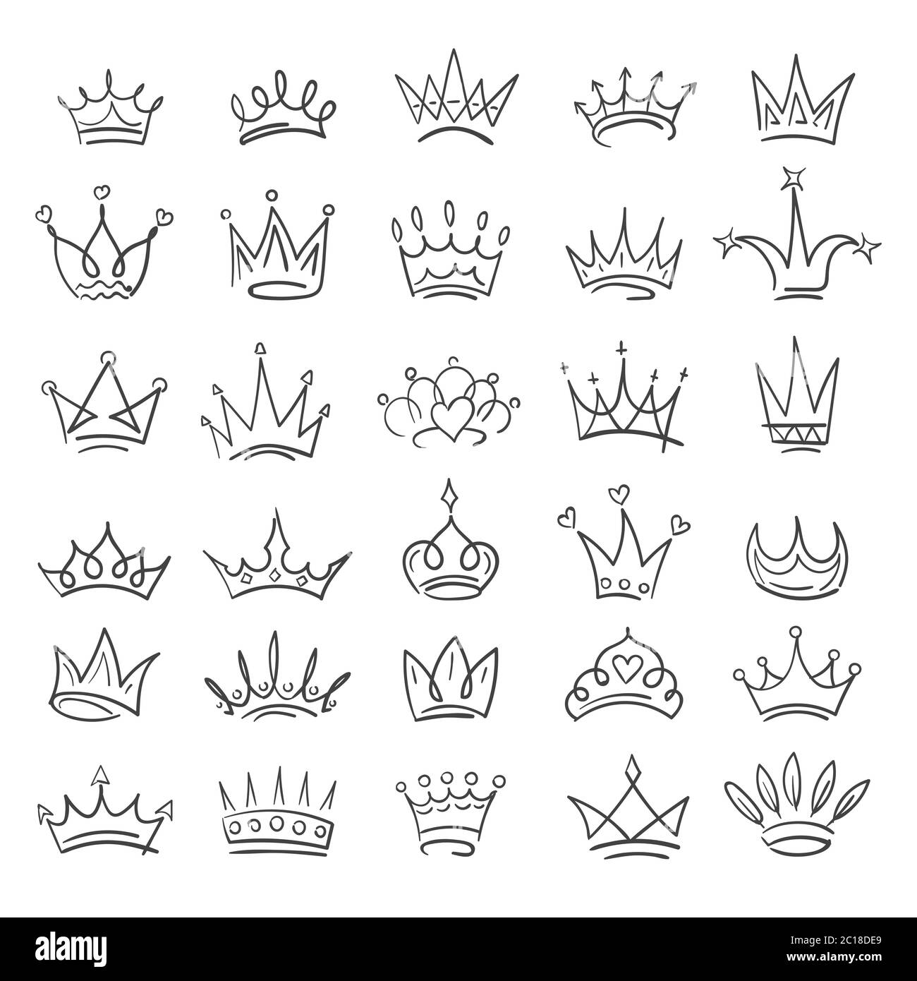 Doodle sketch crowns collection Stock Vector Image & Art - Alamy