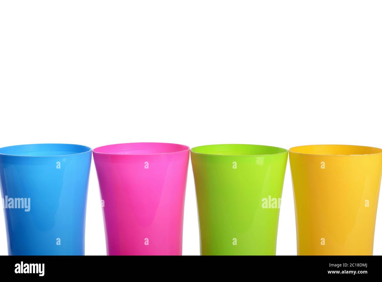 Plastic cups isolated on white background Stock Photo - Alamy