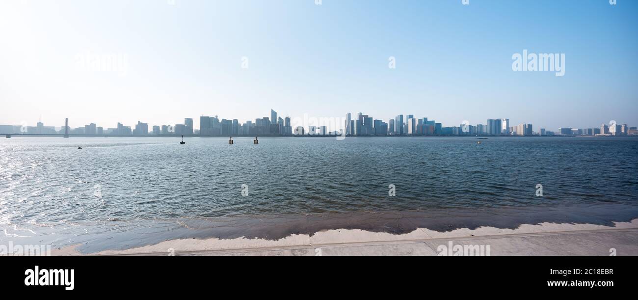 clean river and cityscape of modern city Stock Photo - Alamy