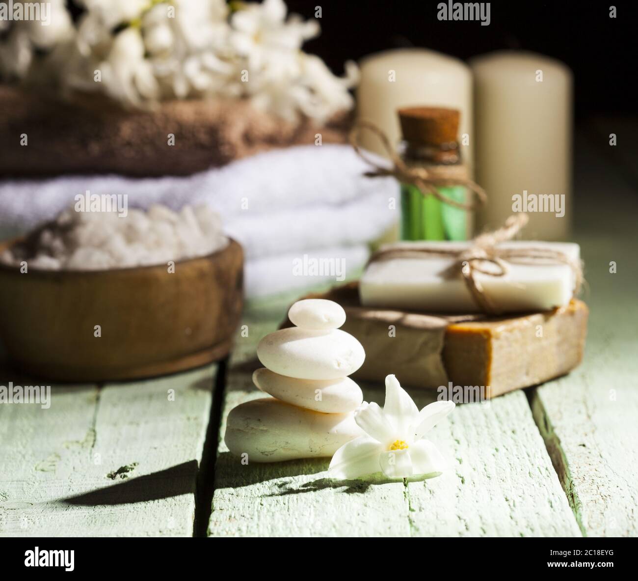 Spa background in range of white and brown Stock Photo - Alamy